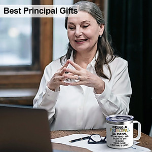 Lifecapido Principal Gifts, Being a Principal is Easy Except the Bike is on Fire Coffee Mug, Principal Appreciation Gifts for Men Women Principal Day Birthday Teacher Appreciation Day, 14oz, White
