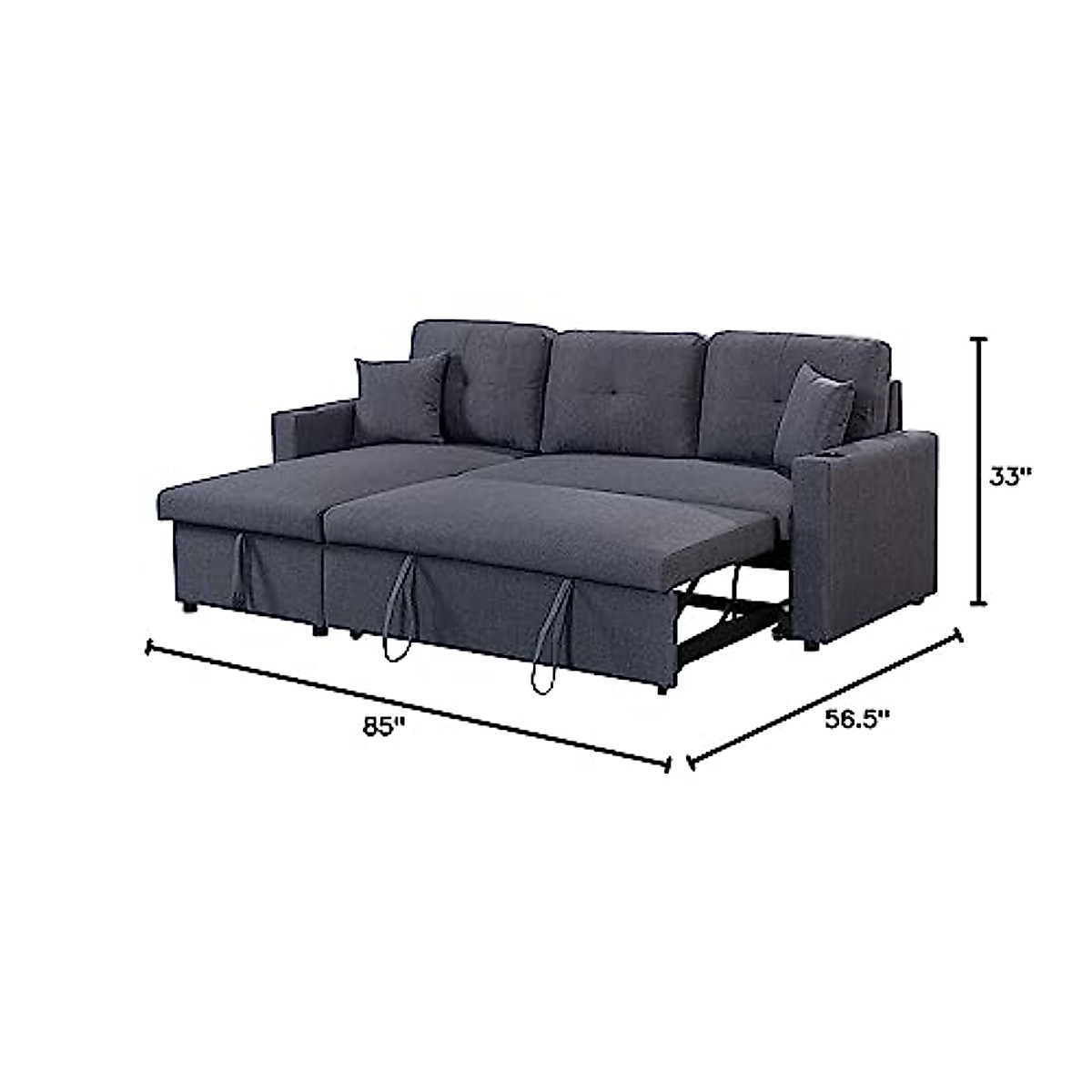 Devion Furniture LLDF Sectional, Dark Gray