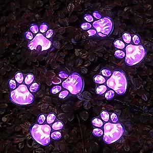 16.8ft Solar Paw Print Lights, Cat Dog Animal Solar String Lights (Set of 8) Outdoor Decoration, Warm Up Your Pet and Make The Garden More Vibrant and Lovely, a Gift for Pet Lovers