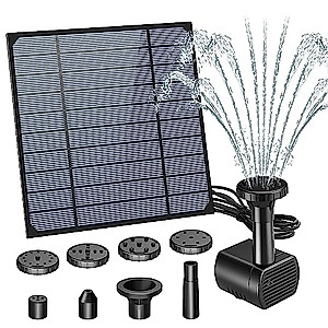 AISITIN 3W Solar Water Pump for Bird Bath, Solar Fountain Pump Kit with 6 Different Nozzles and 9.8ft Cable, Solar Pond Pump for Garden, Patio, Fish Tank, Pond and Outdoor