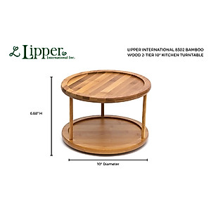 Lipper International 8302 Bamboo Wood 2-Tier 10" Kitchen Turntable