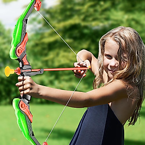 TEMI Kids Bow and Arrow Set - LED Light Up Archery Toy Set with 10 Suction Cup Arrows, Target & Quiver, Indoor and Outdoor Toys for Children Boys Girls