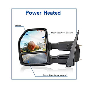 JZSUPER 2015 2016 2017 2018 2019 2020 Towing Mirrors fit for Ford F150 Pickup Truck with Turn Signal Light Temperature Sensor Power Heated Chrome Cap