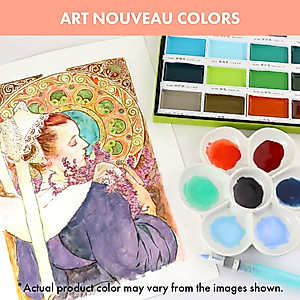 Kuretake GANSAI TAMBI Watercolor Paint Set 24 Colors Set II - Art nouveau, Professional-Quality, for Artists, Beginners, kids, Non-Toxic, Made in Japan