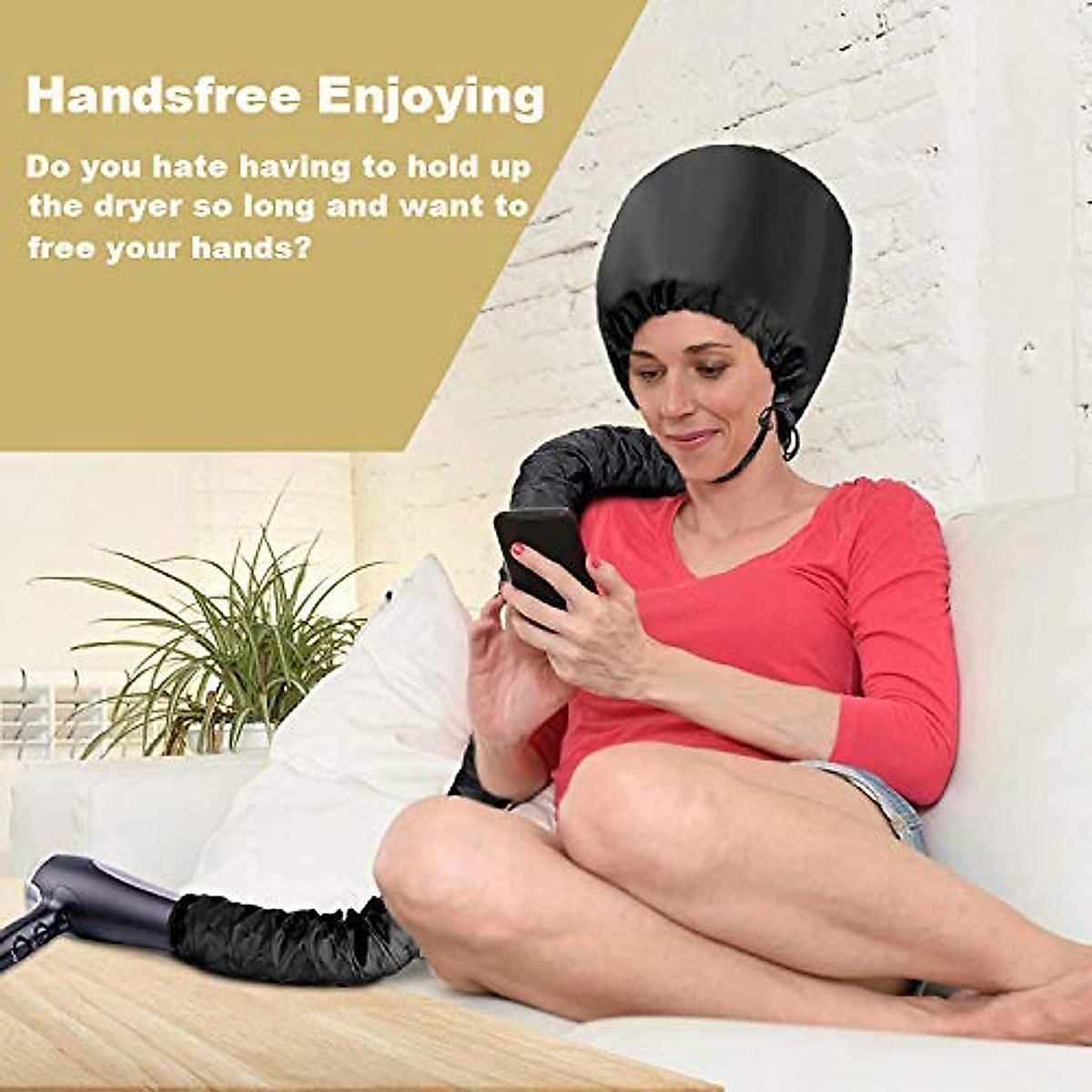 Bonnet Hair Dryer Hood With Silicone Hair Curlers-Soft Hooded Hair Dryer Bonnet with long hose For Relax,Speeds drying,easy for Drying,Styling,Curling&Deep Conditioning Fits All Head&Hair Sizes