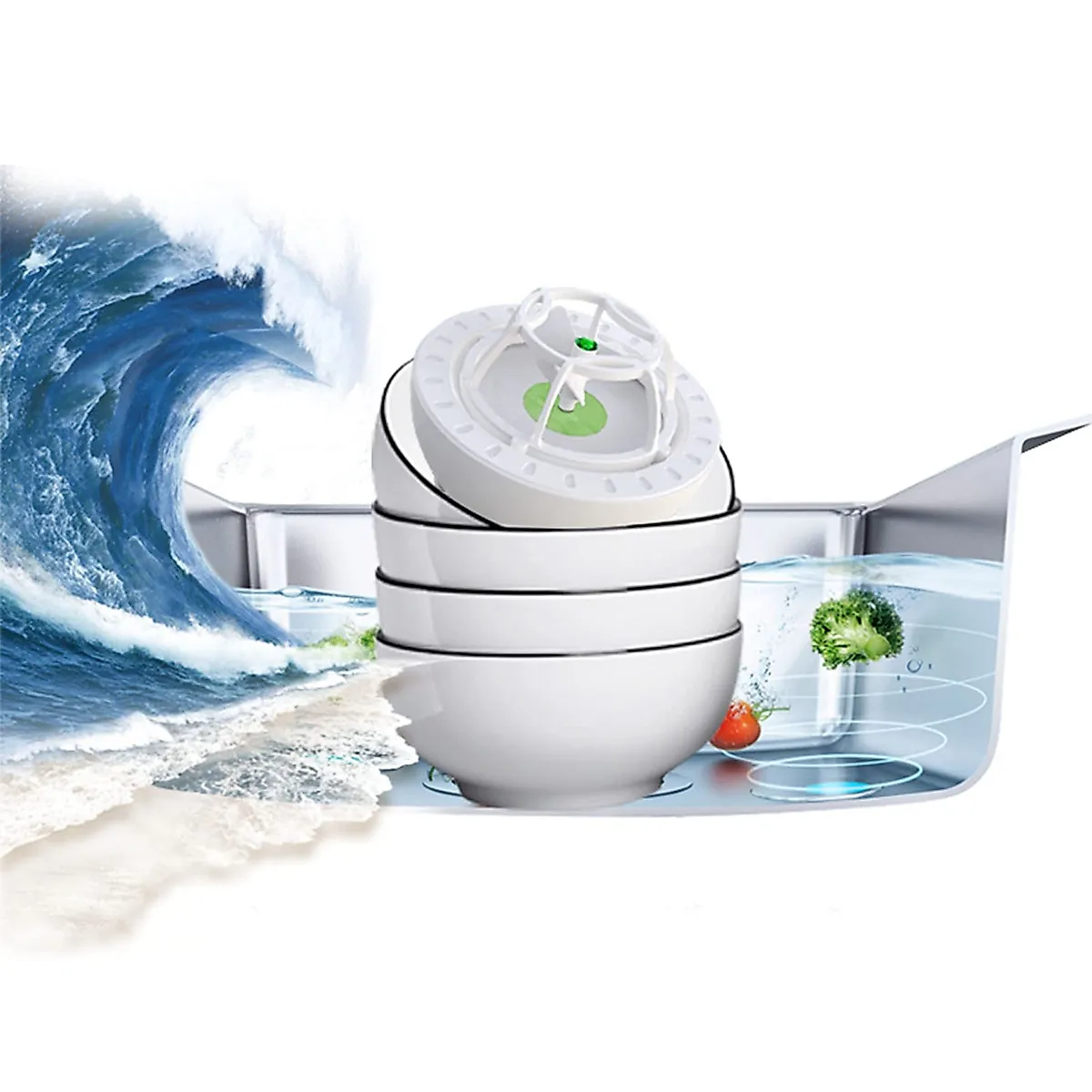 Zerodis Mini Dishwasher, High Speed Vibration 15 Minutes Smart Shutdown Portable Dishwasher for Apartment (US Plug)