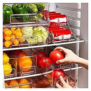 TIST Refrigerator Organizer Box with Lid, Clear Plastic Pantry Stackable Food Storage Box (Size : Small)