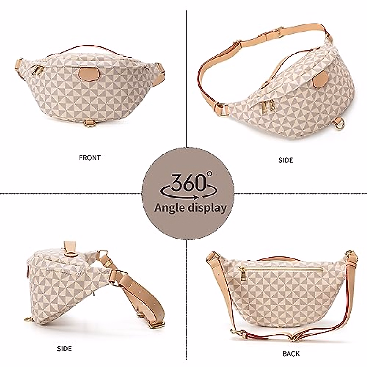 Crossbody Sling Bag for Women Men Leather Bum Belt Bags Fanny Pack Anti-theft Fastener Chest Bag for Travel