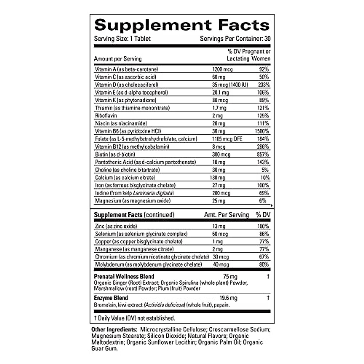 The Honest Company Love the Bump Prenatal Once Daily Supplement | NSF-Certified, Non-GMO | 30 Count Tablets