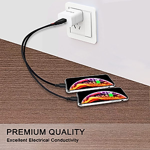 PNGKNYOCN 12 Inch Micro USB Splitter Cable USB 2.0 Type A Male to Dual Micro USB Male Y Data Charge Connector Adapter Cable