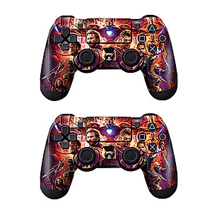 PS4 Slim Skins - Decals for PS4 Controller Playstation 4 Slim - Stickers Cover for PS4 Slim Controller Sony Playstation Four Slim Accessories with Dualshock 4 Two Controllers Skin - Ironman