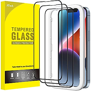 JETech Full Coverage Screen Protector for iPhone 14 Plus 6.7-Inch (NOT FOR iPhone 14 6.1-Inch), Black Edge Tempered Glass Film with Easy Installation Tool, Case-Friendly, HD Clear, 3-Pack