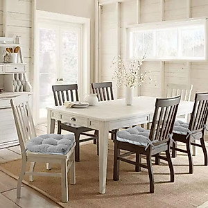 LOVTEX Kitchen Chair Cushions Set of 4, Non-Slip Chair Cushions for Dining Chairs, Shredded Memory Foam Chair Pads with Ties, Tufted Dining Chair Cushions, 15.5" x 15.5", Light Grey