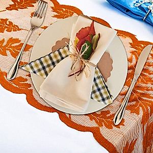 Fall Table Runner Decorations 13 x 72 Inch Maple Leaves Table Runner Fall Decor Harvest Lace Pumpkin Runner Brow Long Fall Table Line Fall Thanksgiving Autumn Dinner Home Decor (Brown)