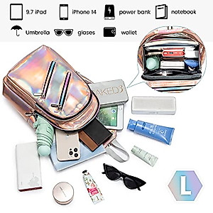 LOVEVOOK Holographic Sling Bag for Women, Laser Reflective Sling Backpack Small Crossbody Bag Shoulder&Chest Daypack