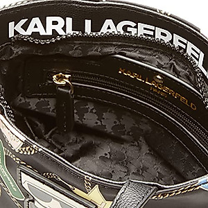 Karl Lagerfeld Paris Women's Amour Small Backpack Handbags Crossbody,Black Ivory Pink Combo Chantelle,One Size