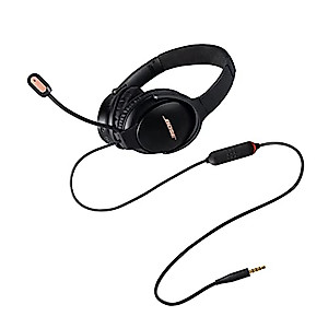 RUIDADF for Bose Quiet Comfort 35 II QC35 II Headphone Gaming Cables Witeh Mute Switch for PC Laptop PS4 PS5 Xbox PC Boom Microphone Cable (Black 1 Set)