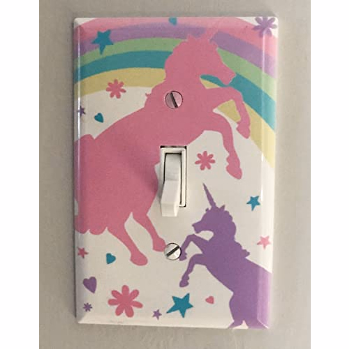 Girls Light Switch Cover Plate Kids Decorative Nursery Teen Toddler Room Decor Bedroom Bathroom Playroom (Pastel Unicorn)