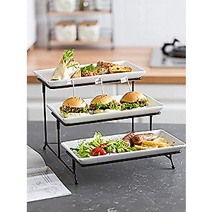 Serving Tray with Handle Exrta Large Porcelain Serving Platter Perfet for Display 16-Inch White