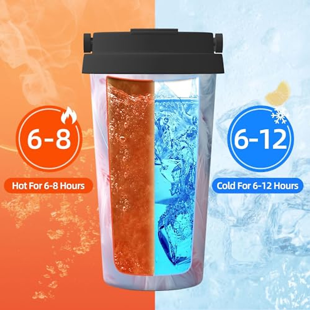 WANGXUEE Feather Print 500ml Stainless Steel Travel Tumbler Double Wall Vacuum Insulated Coffee Mug