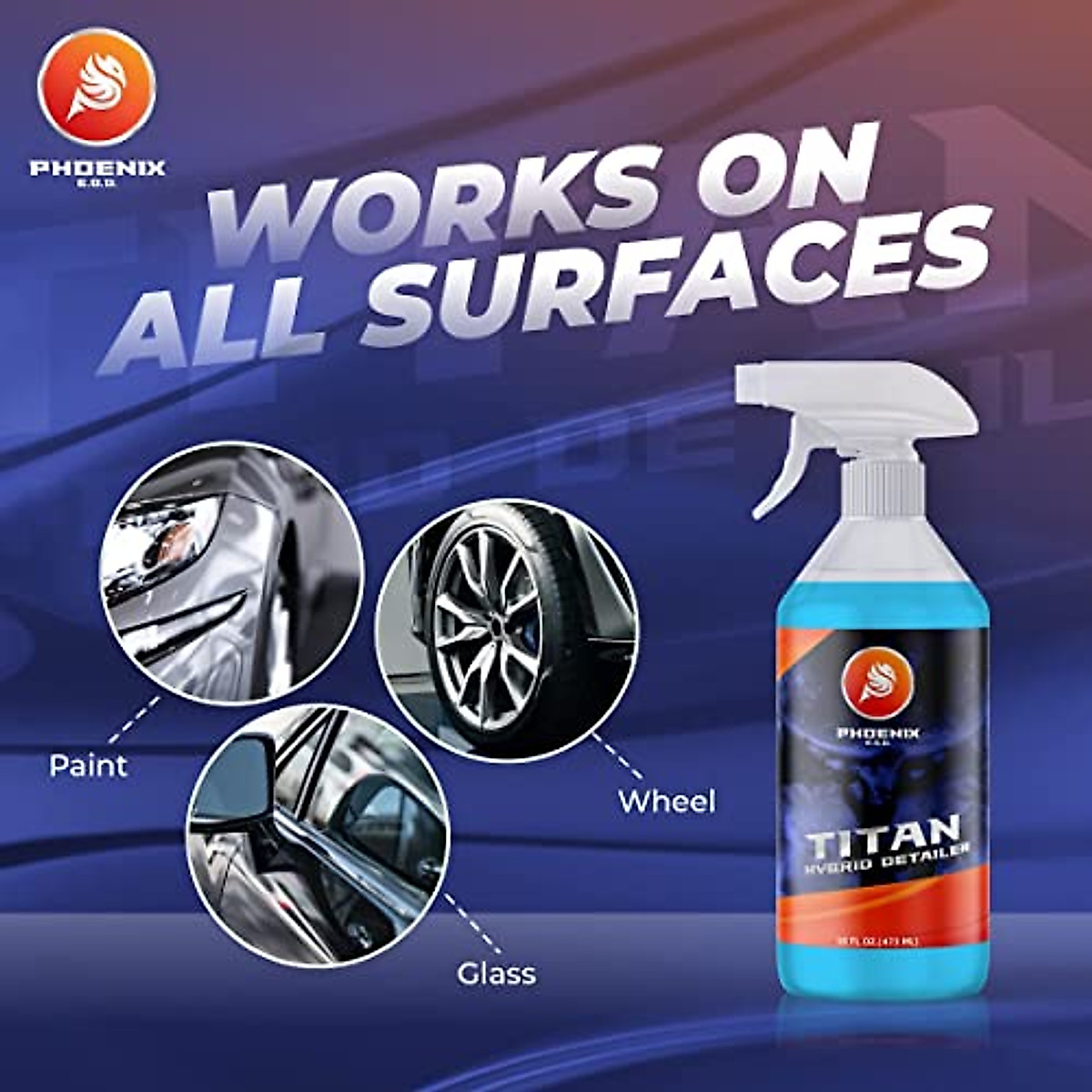 Phoenix E.O.D. Titan Hybrid Detailer (16oz) - Hybrid Ceramic Coating Detail Spray That Shines, Cleans & Protects - Top Coat Car Wash Polish & Paint Protectant - Longer Lasting Than Car Waxes