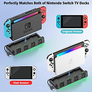 Switch Charging Dock Station with Charging Cable for Nintendo & Switch OLED Game Console, Joycon Charging Dock for Nintendo Switch, Must Have Switch Controller Joycon Charger Accessories for Gamer