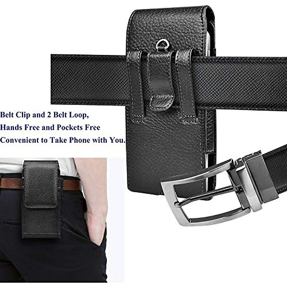 Njjex Cell Phone Holster for Samsung Galaxy S23 Ultra S22 S21 S20 FE S10 A14 A02S A12 A13 A32 A42 A52 5G A11 A21 A51 A71 Note 20 Ultra 10 J7 J3 PU Leather Belt Clip Holster Pouch Holder Carrying Case