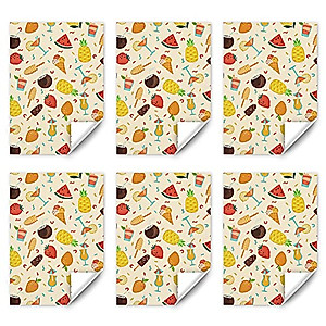 Hawaiian Gift Wrap 6 PCS,20 X 28 Inch Summer Yellow Wrapping Paper,Watermelon Orange Pineapple Lemon Strawberry Pattern Funny Tropical Wrapping Paper For Birthday Baby Shower Aloha Hula Party Decor