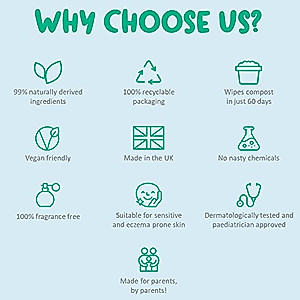 Kinder by Nature Plant Based Baby Wipes - 100% Biodegradable & Compostable, 672 Count (12 Packs of 56) - 99% Plant-Based Ingredients, Plastic-Free Wipes