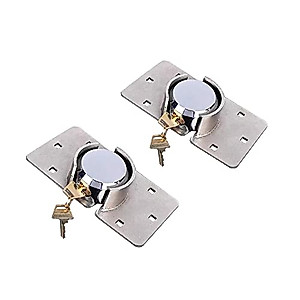 BJTDLLX 2pcs Van Door Lock & Hasp Set, Hidden Shackle Garage Shed Door Master Lock Security Padlock, Heavy Duty Steel Trailer Door Lock Cargo Van Lock Hasp Padlock Kit 73mm with 2Locks and 4Keys
