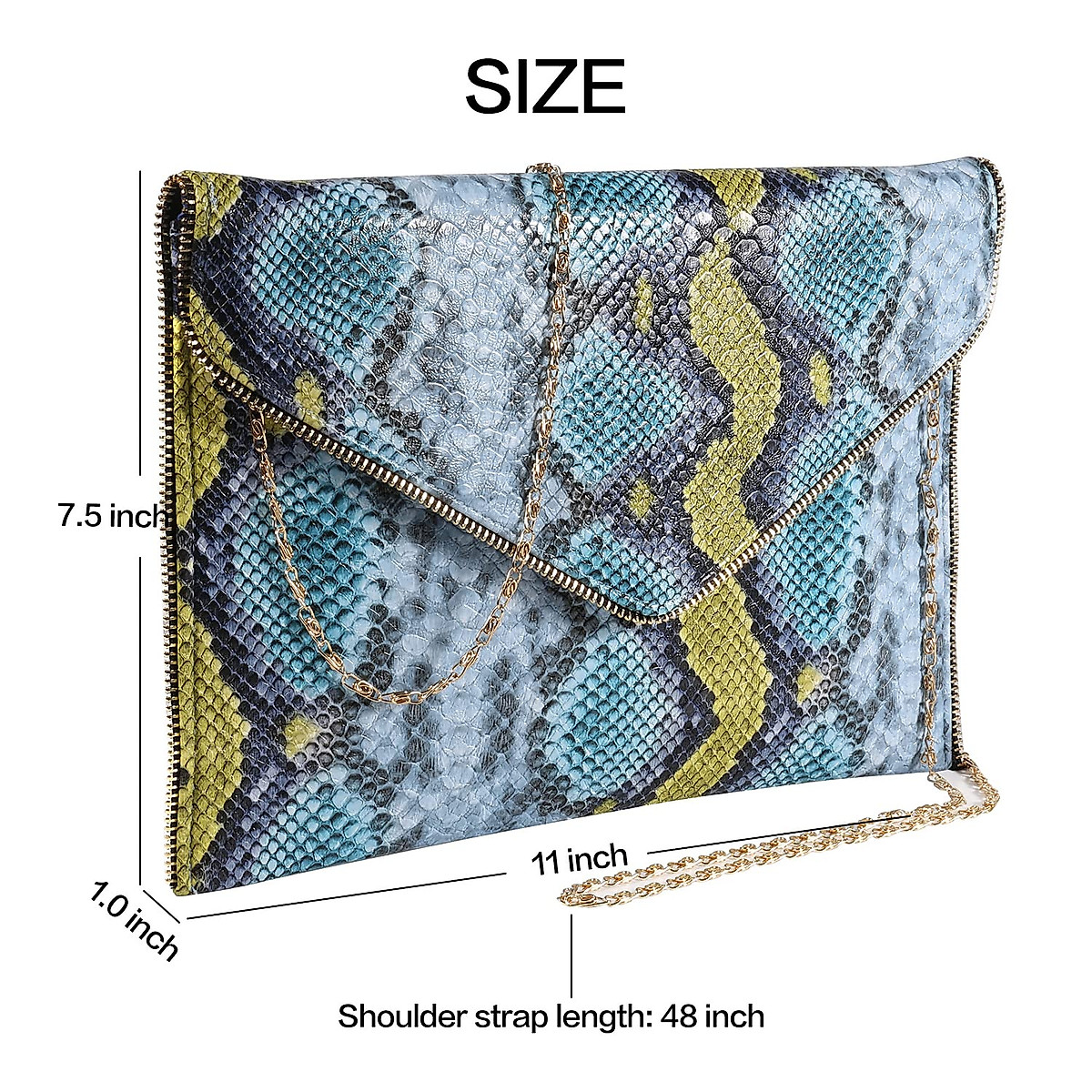 BPC Evenign Handbag Clutch Organizer 11 inch Large Slim Vegan Leather Purse Pouch Bag