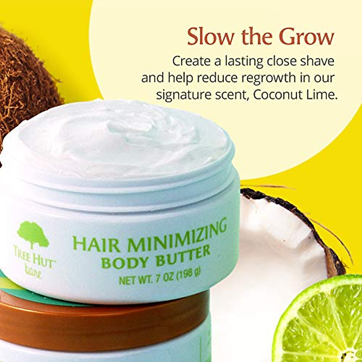 Tree Hut Bare Coconut Lime Hair Minimizing Body Butter, Basic, Coconut-Lime, 7 Fl Oz