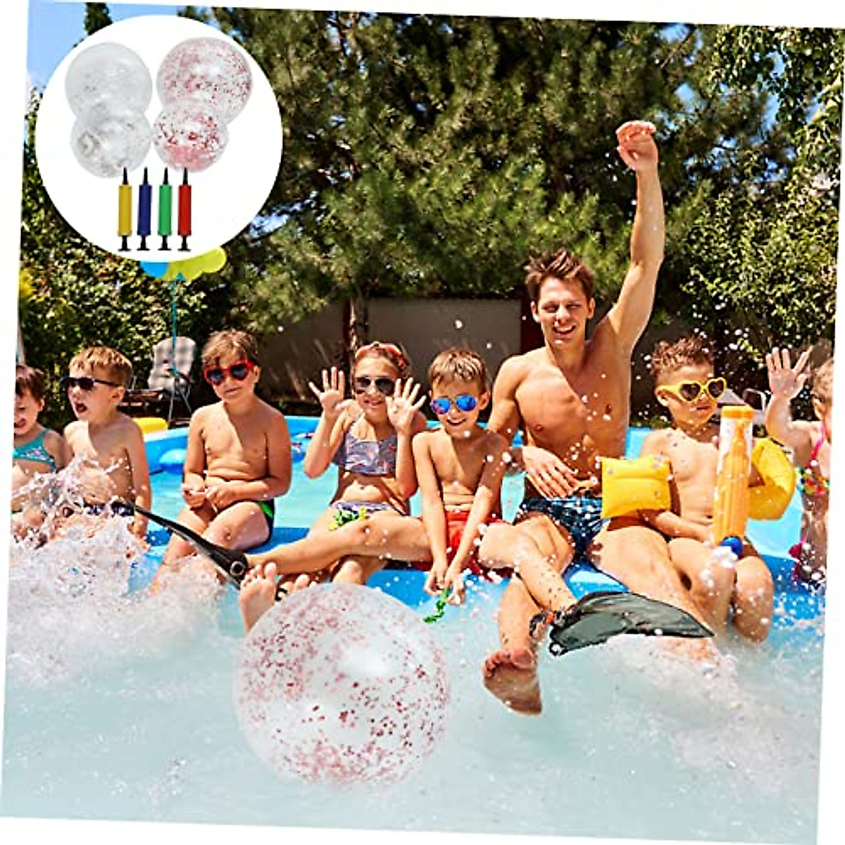 BESTOYARD 1 Set Inflatable Beach Ball Pool Ball Beach Pool Toys Ball inflator Summer Toys Beach Balls in Bulk Beach Toy Inflatable Glitter Ball Water Inflatable Ball Funny Beach Ball