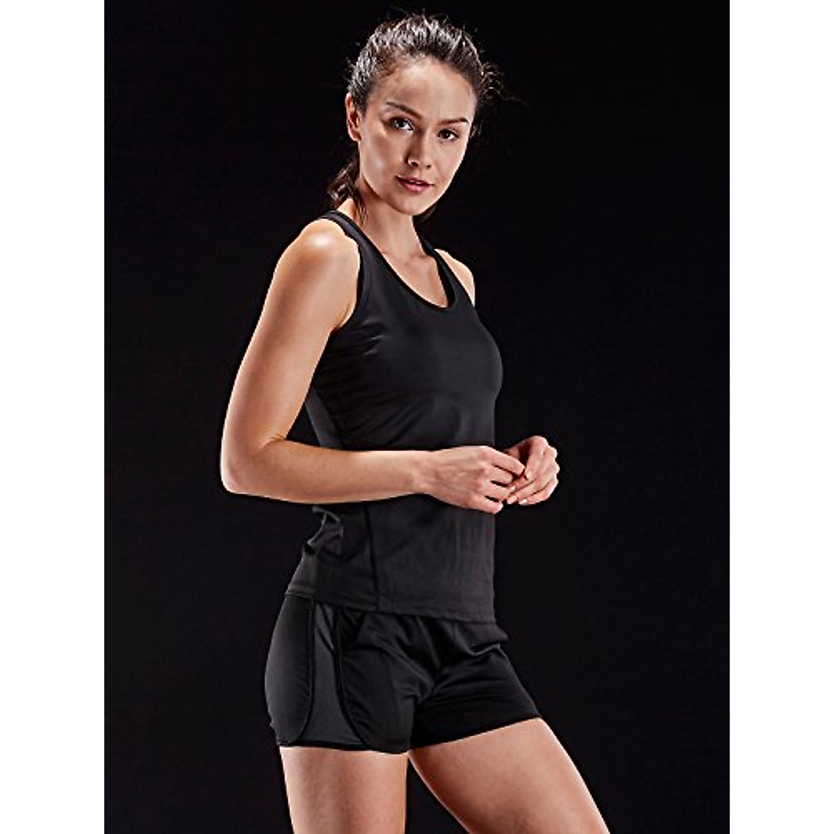 NELEUS Women's 3 Pack Compression Athletic Tank Top for Yoga Running,Black,EU XL,US L