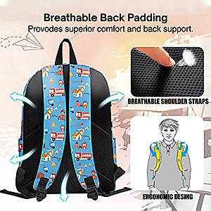 Fire Truck Backpack Durable Lightweight Fireman Print School Bag with Adjustable Strap, Classic Firefighter Backpack for Boy Teen, Casual Daypack Suitable for Travel/School/Library, Blue Fire Fighting