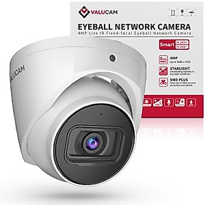 VALUCAM 4MP PoE Turret Camera, 0.006Lux@F1.6 Starlight IP POE Camera Outdoor, 2.8mm Fixed Lens with 98ft Night Vision, Human/Vehicle Detection Plus, Built-in Audio, IP67, DMSS & SmartPSS