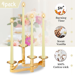 Long Taper Candle Handmade Vanilla Scented Smokeless Ivory White Candles 10 inch Unique Dinner Tall Taper Candlesticks for Home Decoration Wedding Party Gift Set of 4