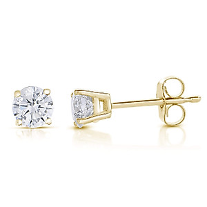 Vir Jewels 1/4 cttw Diamond Stud Earrings 14K Yellow Gold Push Backs Round 4 Prong Basket