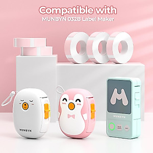 MUNBYN Thermal Tapes for Bear Penguin Label Maker Machine, 15 x 30mm 170 Labels/Roll Self-Adhesive Sticker for Home School Office Organization (Pink)