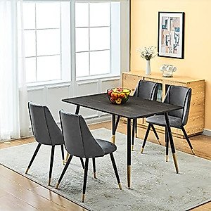 FurnitureR Dining Chairs Set of 2 Modern Upholstered Accent Chairs with Soft Seat/Metal Legs Kitchen Side Chairs for Kitchen Dining Room Waiting Reception Room, Faux Leather, Charcoal