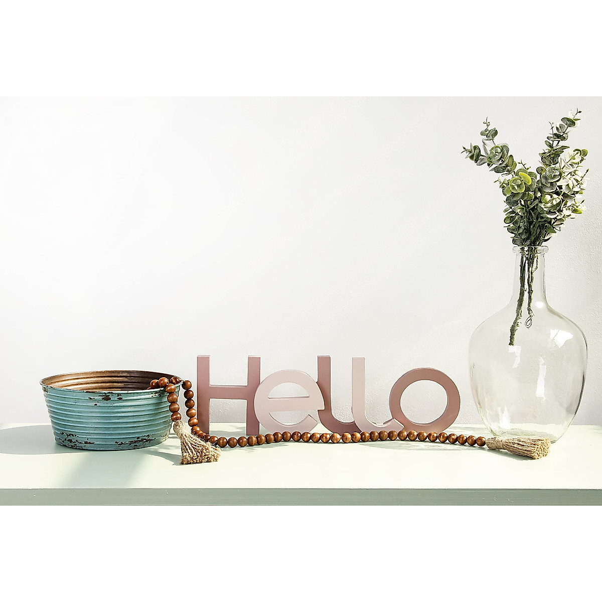 Meplait 39in Wood Bead Garland Farmhouse with Tassels,Versatile Prayer Beads Boho Chic Wall Hanging Home Decor (Brown)