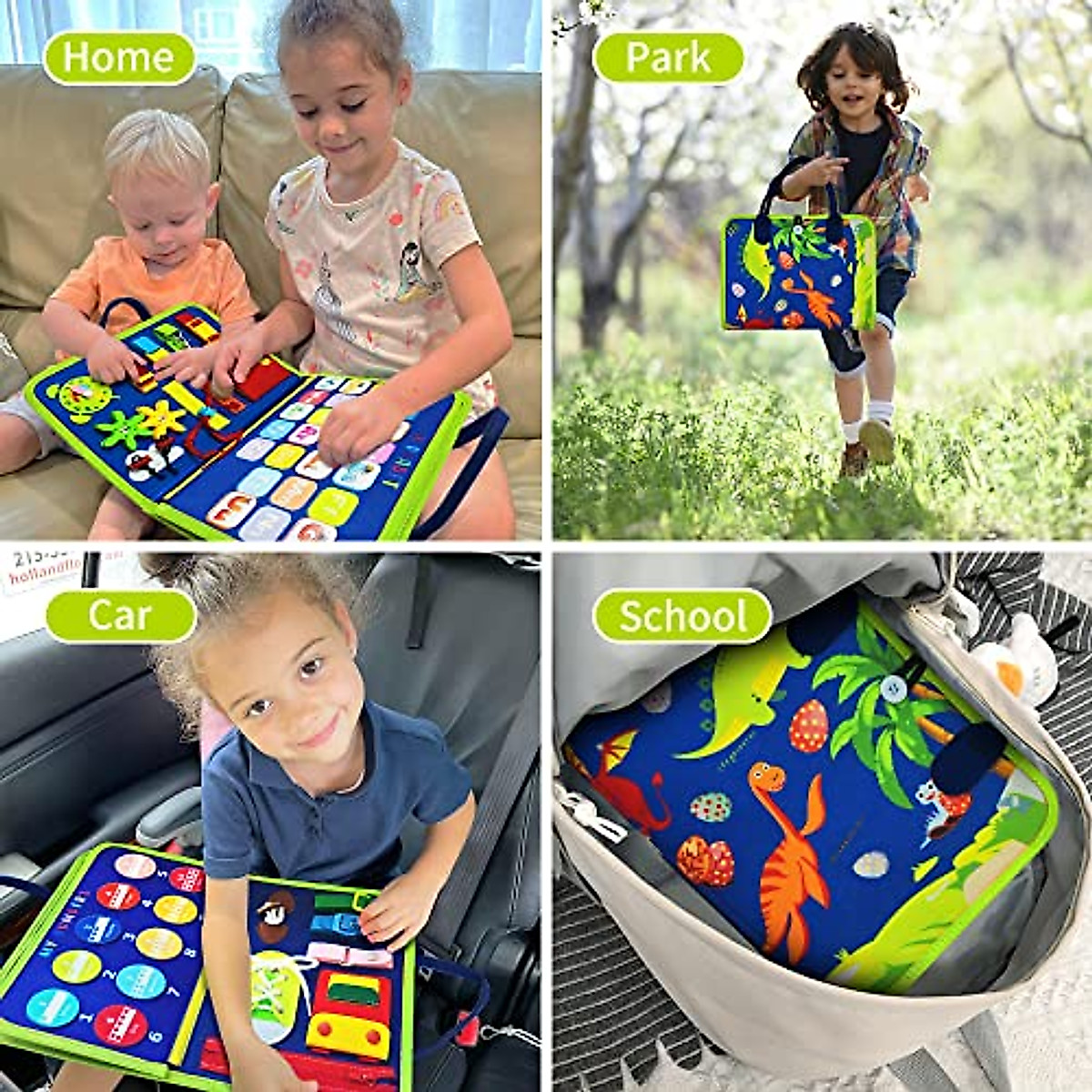 LearnToy Dinosaur Montessori Toys Preschool Learning Toys for Toddlers 1 2 3 4 Years Old, Toddler Busy Board-Educational Toys, Sensory Board, Autism Toys, Toddler Travel Activities Board Toy