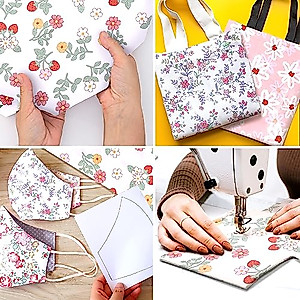 UPSYTIO 8PCS Cotton Fabric Bundles - 18 × 22 Inches Floral Printed Fat Quarters Quilting Sheets for Sewing Crafts Patchwork and DIY Projects(Pink)