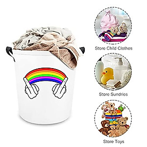 Fuck Gay Pride LGBT Rainbow Large Laundry Basket Hamper Bag Washing with Handles for College Dorm Portable