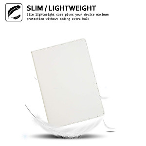 Rotating Case for iPad Pro 12.9-inch 1st & 2nd Generation (2015/2017), Techcircle Slim Premium PU Leather Smart Cover Multi-Angle Viewing Stand Folio Magnetic Hard Shell Protective Case, Off-White