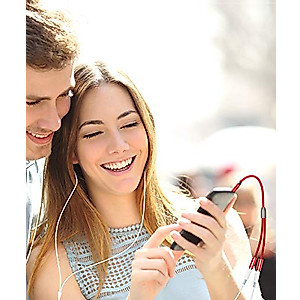 JSAUX Headphone Splitter 3.5mm, Audio Splitter 2 Female to 1 Male, Dual Headphone Adapter Compatible with PS4, PS5, Xbox, Nintendo Switch, PC Gaming Headsets, Phone, Tablet, Laptop and More-Red