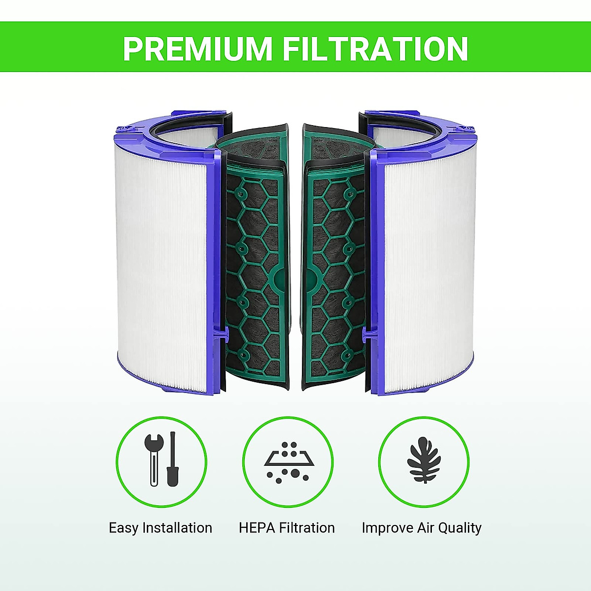 Replacement Filter for Dyson HP04 TP04 DP04 TP05 DP05, Housmile Hepa Filter Replacement for Dyson TP04 Filter, 3-in-1 High-Efficiency Activated Carbon 360° Combi Glass Pure Cool Fan Filter