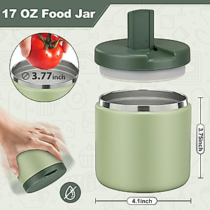 LOHASOK 17oz Soup Thermo for Hot Food Insulated Vacuum Food Jar with Buckle Lid, Stainless Steel Wide Mouth Leak Proof Lunch Container for School Travel Green, FOOD JAR-GREEN-17 OZ