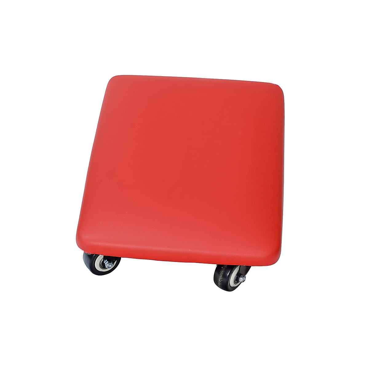 Btibpse Roller Seat 360 Degree Rotating Low Stool with Wheel Chair PU Leather Universal Swivel Caster Wheels for Home Office Fitness and Garage (Rectangle Red)