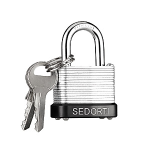 SEDORTI Laminated Steel Padlock Set, 1-1/4" Wide Body, Small Heavy Duty Locker Lock, Keyed Alike Padlocks, Lock for Gym Locker, Luggage, Suitcase, Baggage, Toolbox, Case, Pack of 4